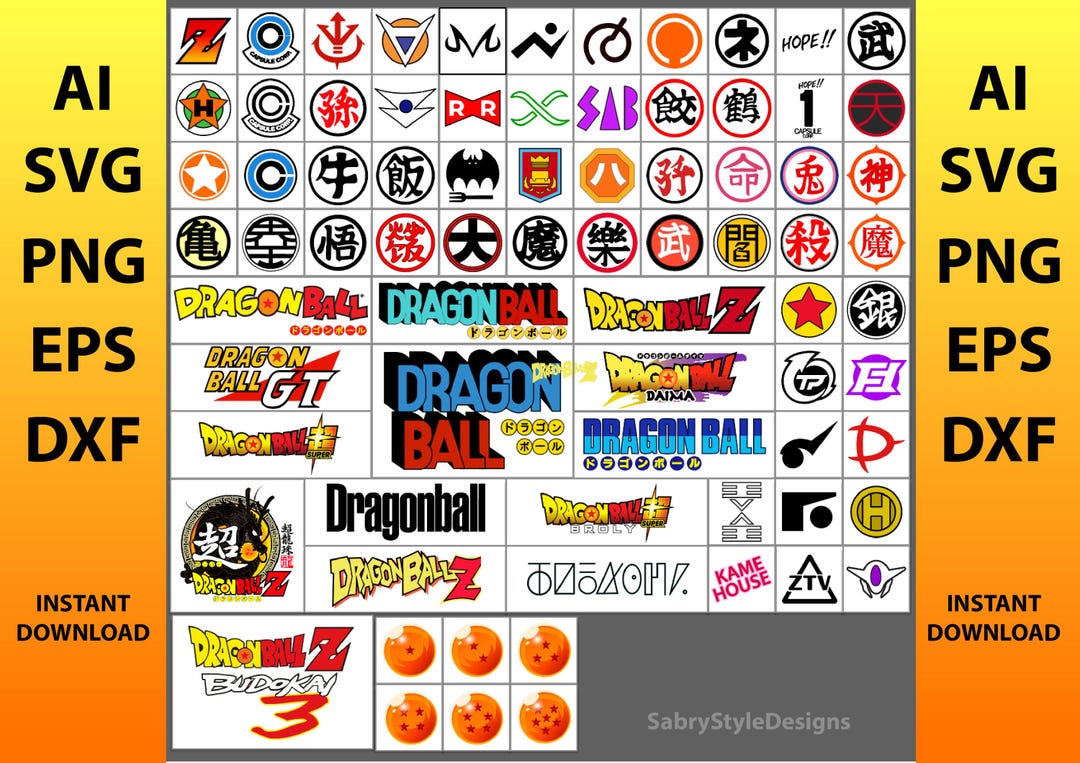 Dragon Ball Symbols Logos Emblems Kanjis SVG / AI / PNG - Etsy UK