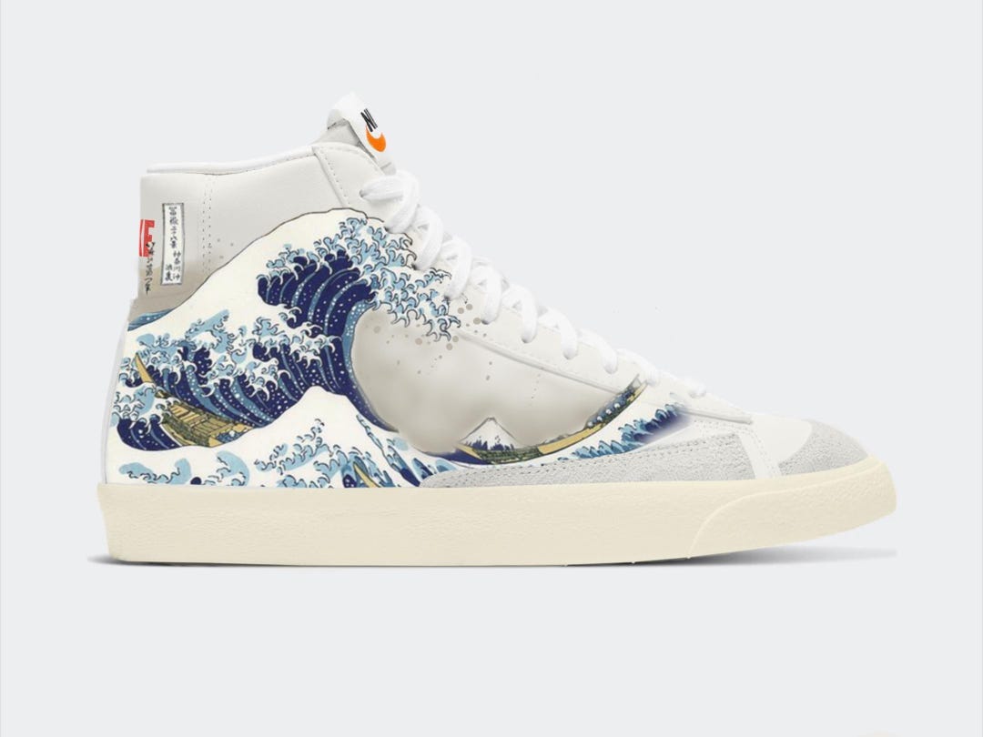 Custom Japanese Great Wave Sneakers Hand-painted Nike Blazer - Etsy
