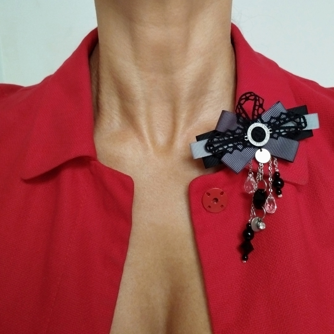 Broche en cristal avec nœud et ruban, élégante broche pour femme - Etsy ...