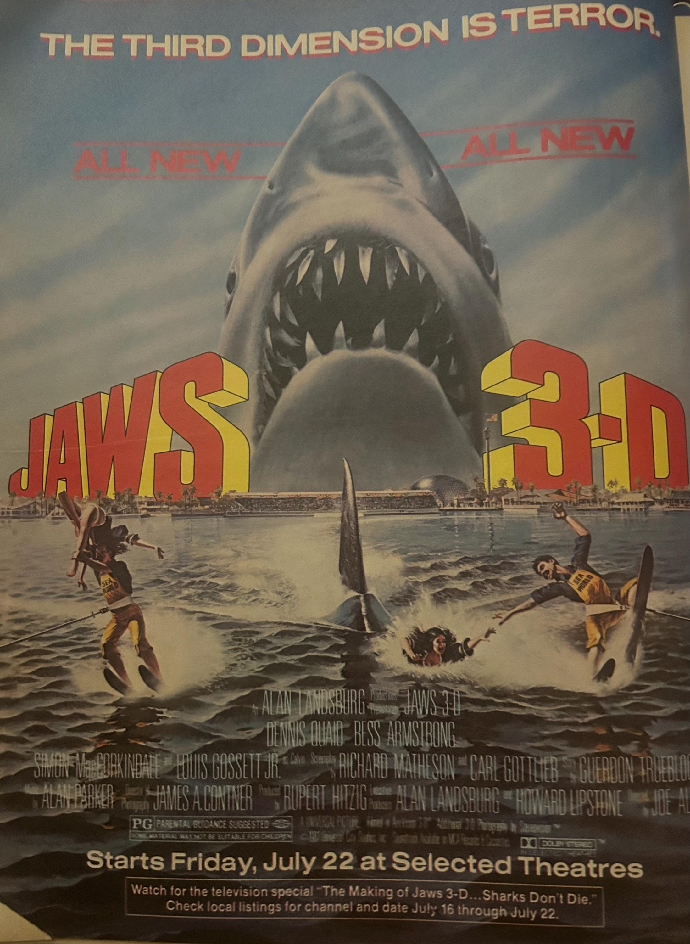 Vintage 1980's JAWS 3-D Movie Ad Digital Download - Etsy