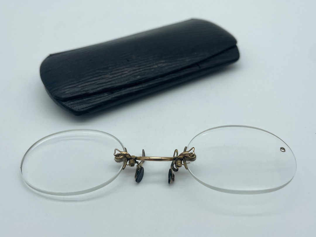 Antique Rimless Pince-nez Eyeglasses With Rolled Gold Frames & Case - Etsy