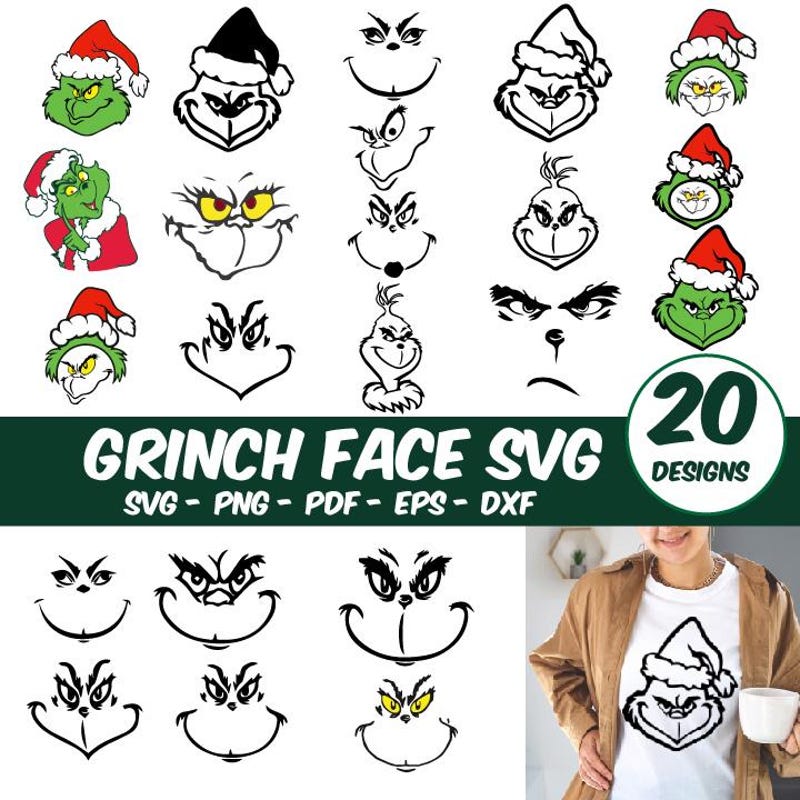 Grinch Faces Outline Png - Etsy