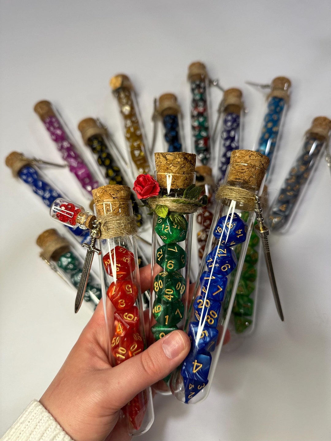 Mystery Polyhedral 7 Set Dnd Dice Vial, Dice Potion Flask, Glass Dice ...