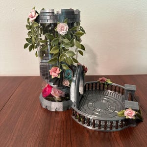 Silver Roses Dice Tower With Dice Jail: Hand-decorated Spiral Staircase ...