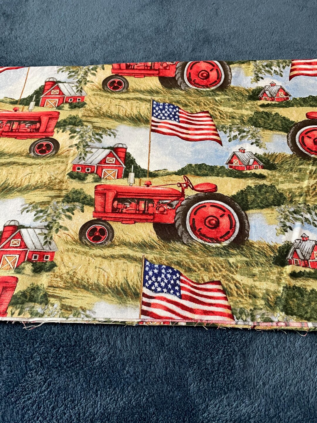 New Patriotic Red Tractor Fabric 1 Yard. 14 Inches - Etsy