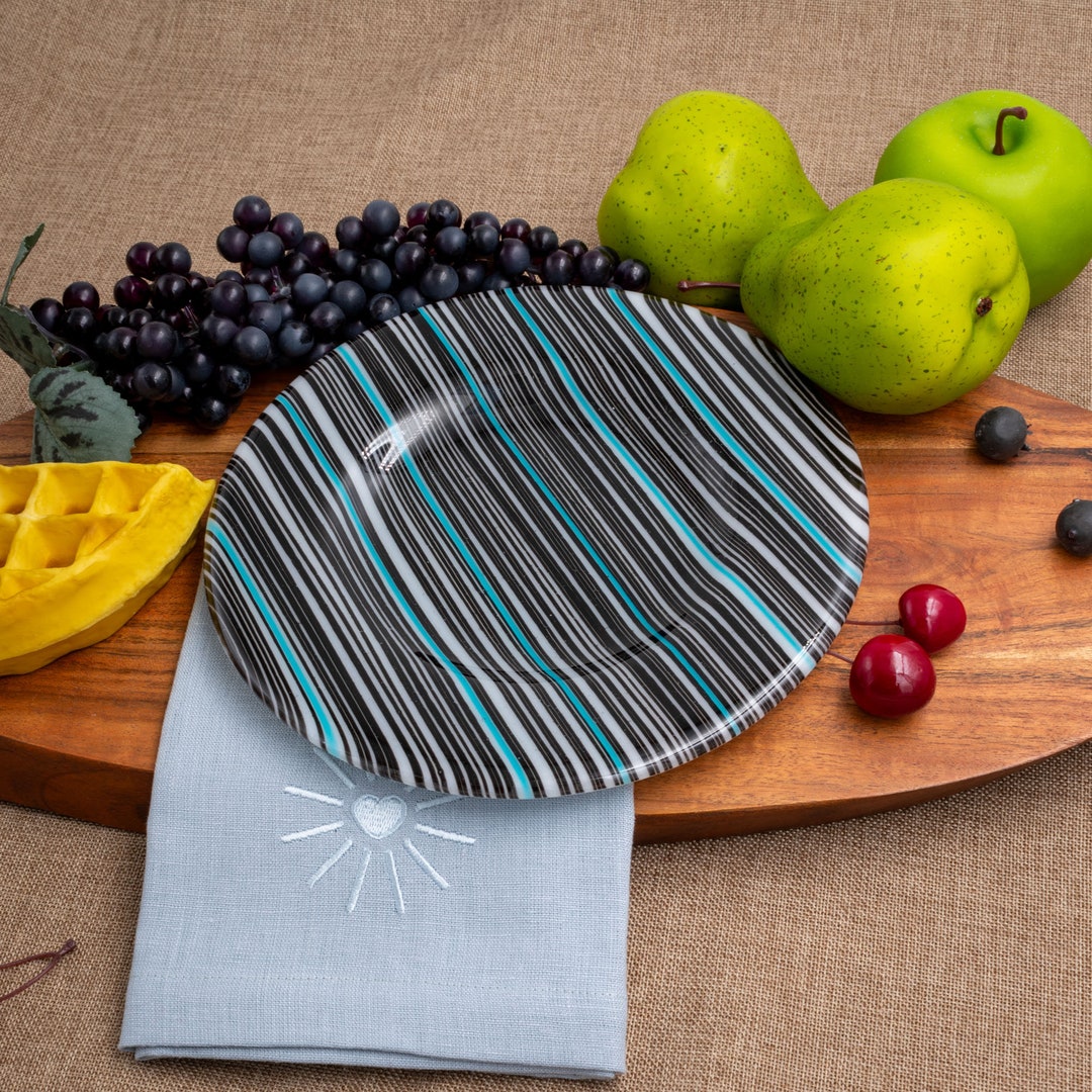 Fused Glass Striped Dish - Etsy