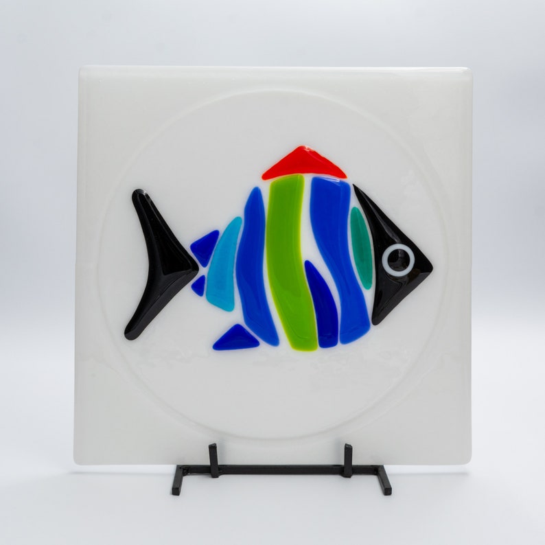 11.5x11.5 Fused Glass Fish Plaque Stand - Etsy