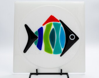 11.5x11.5 Fused Glass Fish Plaque Stand - Etsy