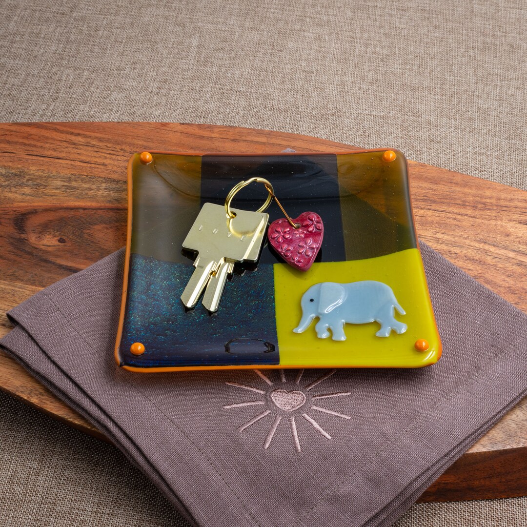 6x6 Decorative Fused Glass Elephant Dish - Etsy