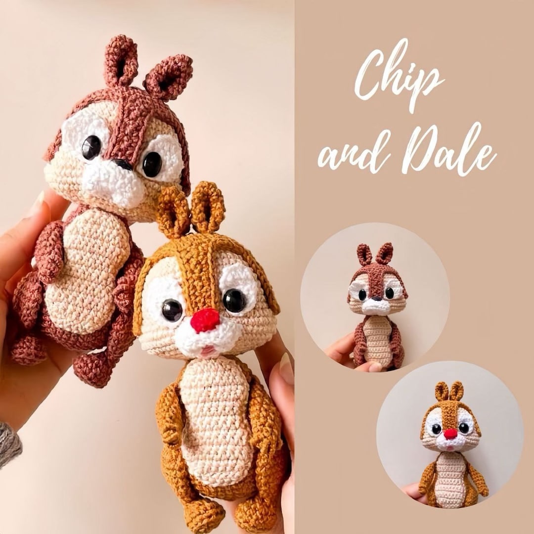 Crochet Chipmunk Pattern, Crochet Animals, Chip and Dale DIY Tutorial ...