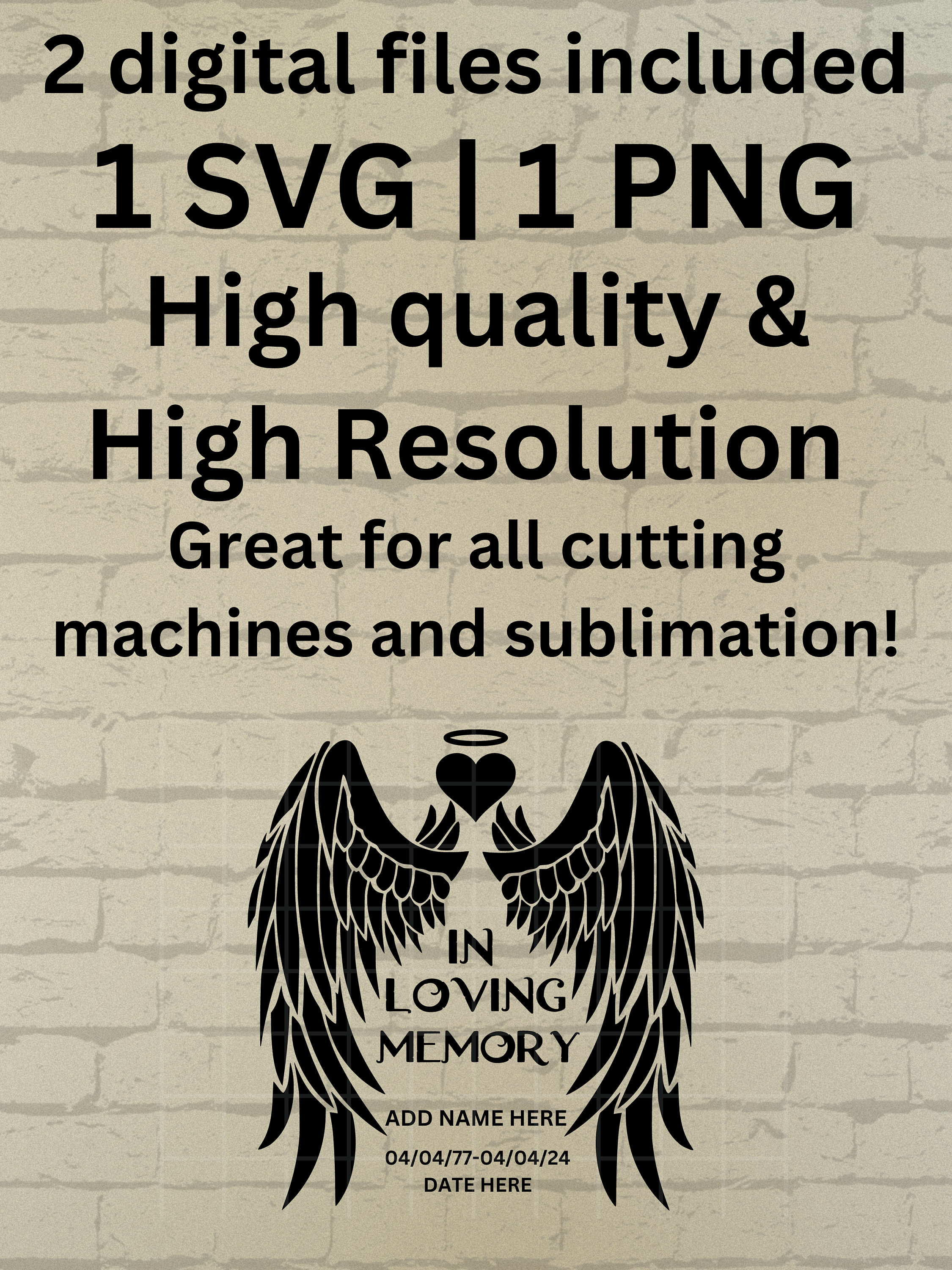 In Loving Memory Angel Wings SVG PNG Angel Wings Heart Halo Heaven SVG ...