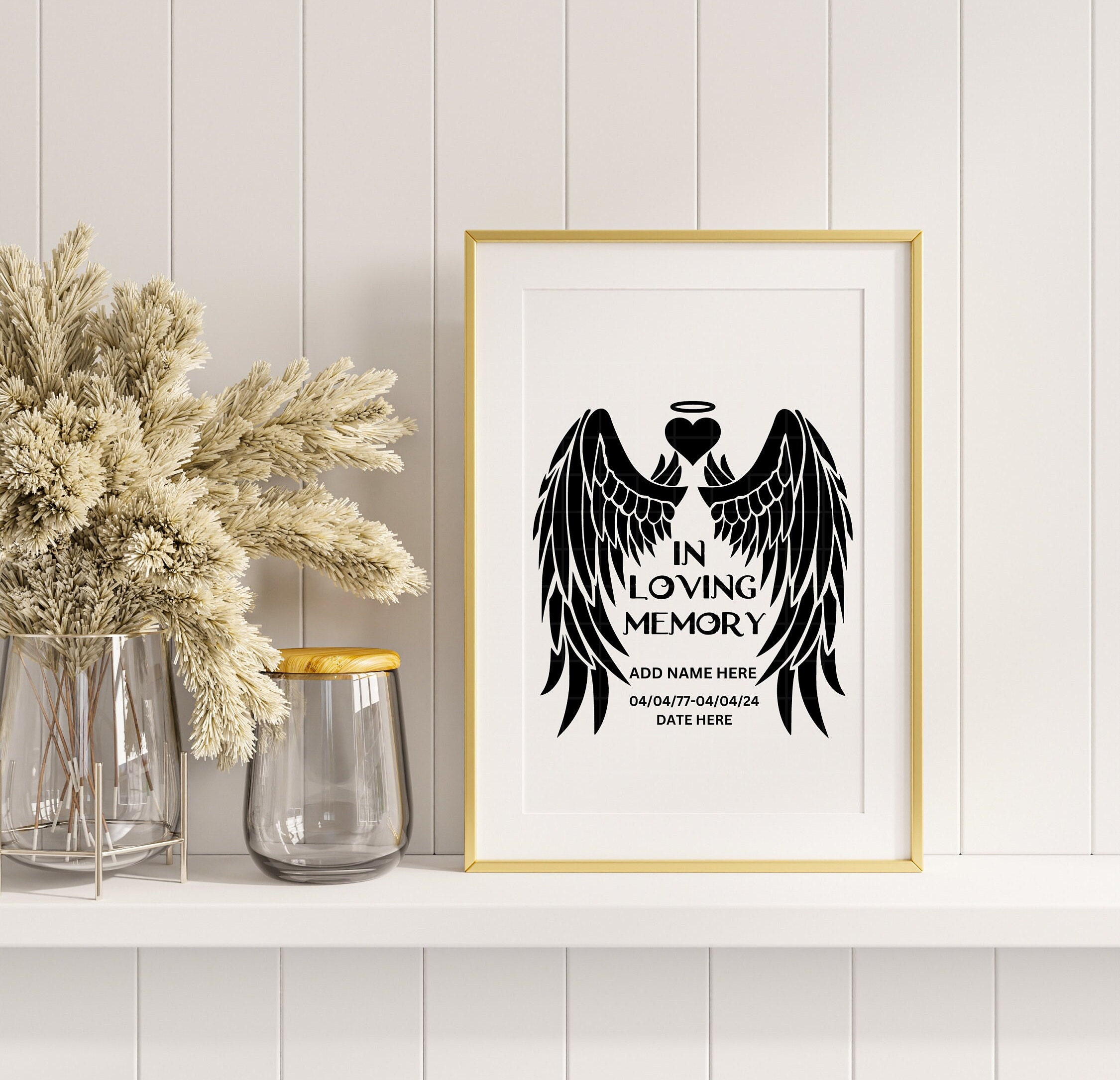 In Loving Memory Angel Wings SVG PNG Bundle Angel Wings Heart Halo ...