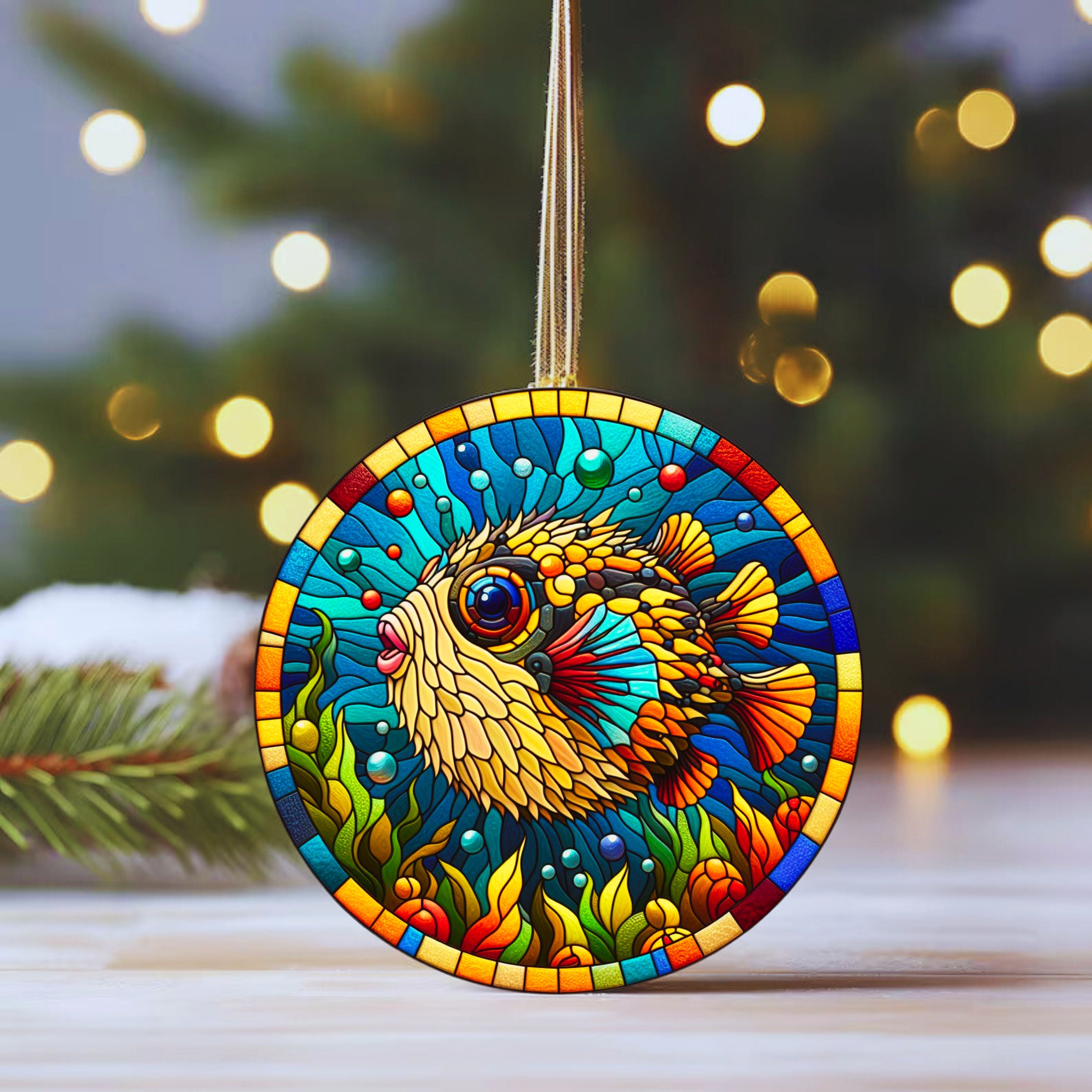 Pufferfish Christmas Ornament, Puffer Fish Ornament, Puffer Fish Gift ...