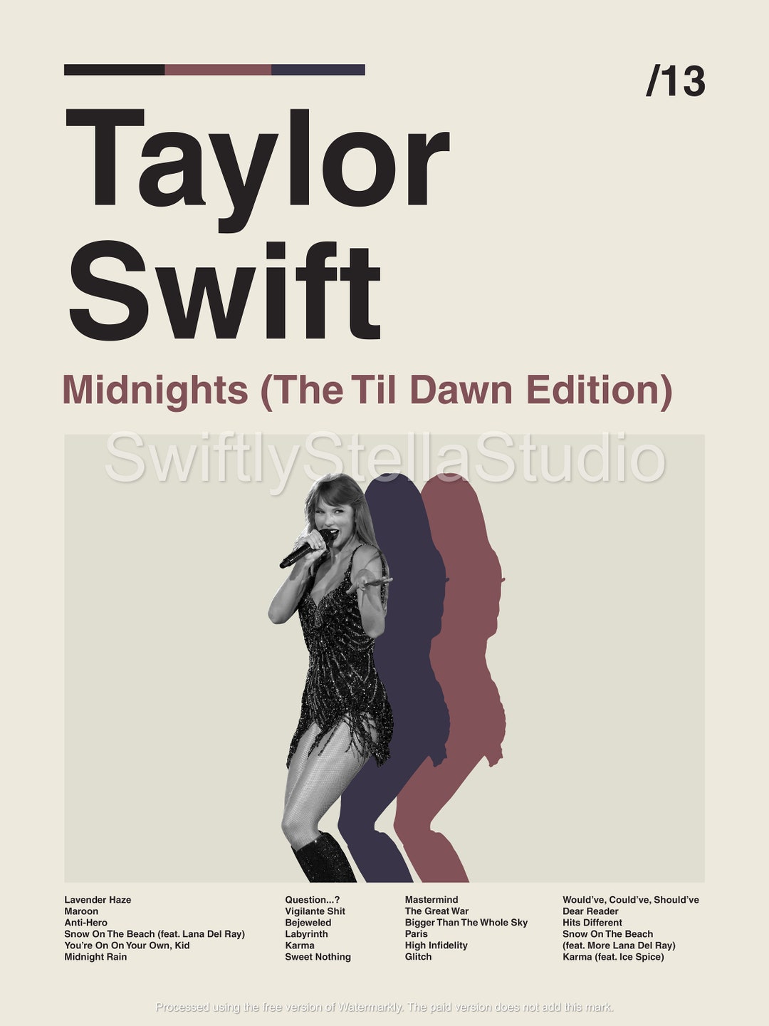 Taylor Swift Mid-century Midnights the Til Dawn Edition Eras Tour ...