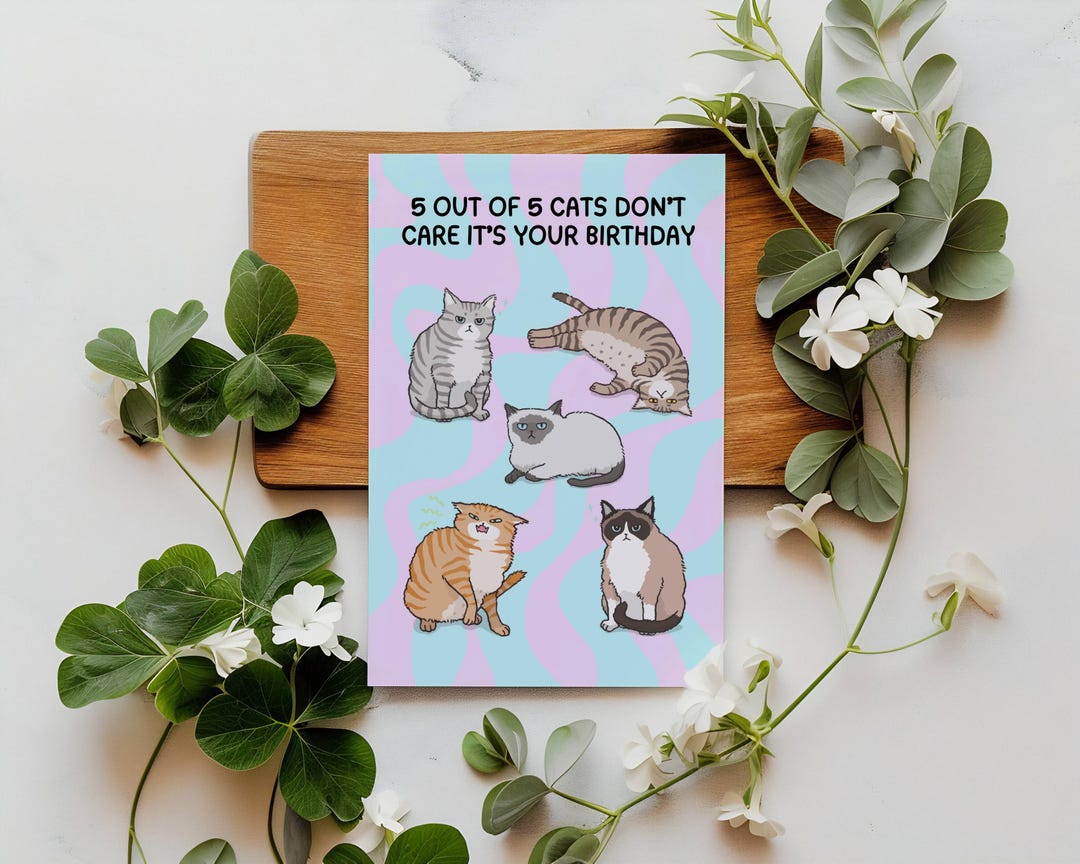 Printable Grumpy Cats Birthday Card - Instant Download Digital Greeting ...