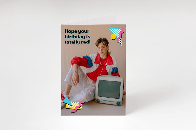 Printable Rad 90s Birthday Card - Instant Download Funny Retro Card ...