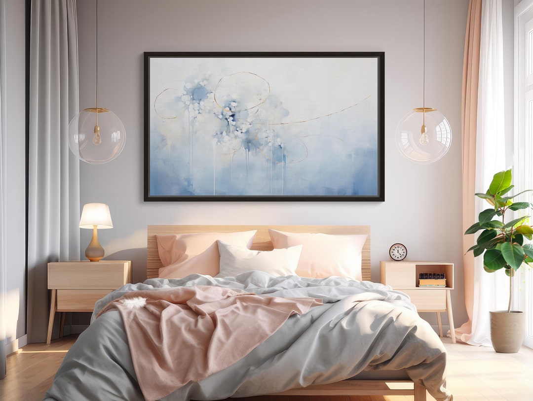 Light Abstract Wall Art Blue Canvas Print Abstract Framed Wall Art ...