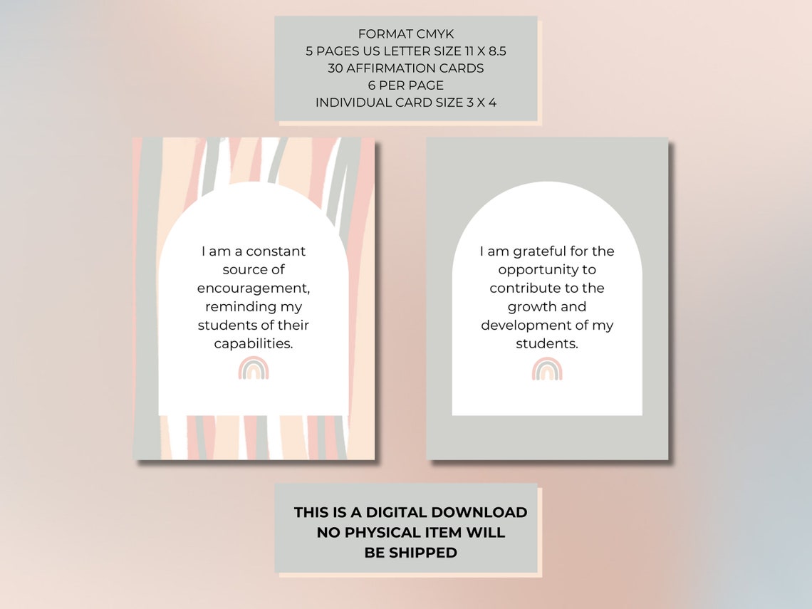 Teacher Affirmation Cards Printable Download | Teacher Motivational ...