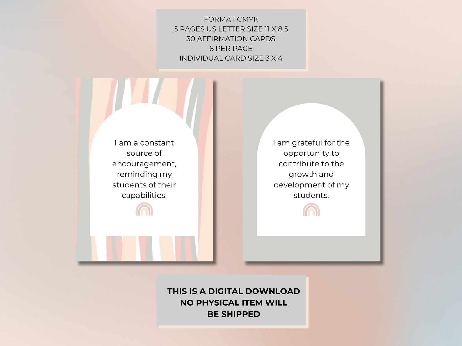 Teacher Affirmation Cards Printable Download | Teacher Motivational ...