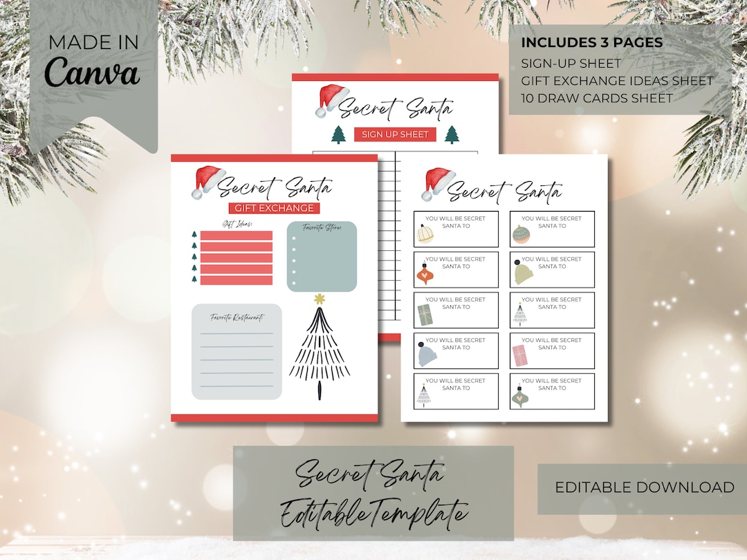 Secret Santa Gift Exchange Template| Secret Santa Gift Exchange ...