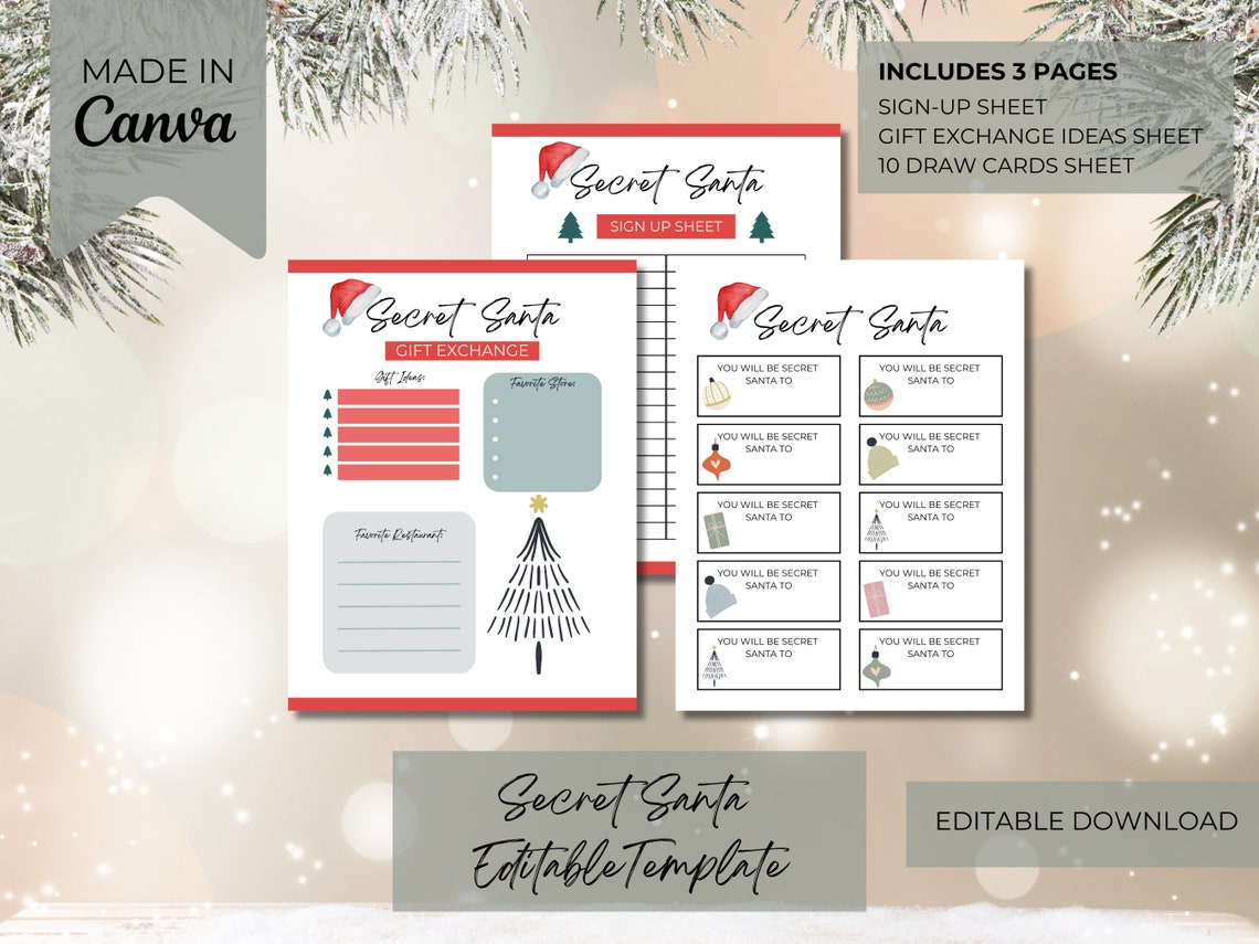 Secret Santa Gift Exchange Template| Secret Santa Gift Exchange ...