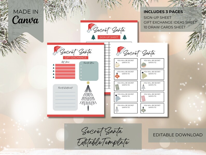 Secret Santa Gift Exchange Template| Secret Santa Gift Exchange ...