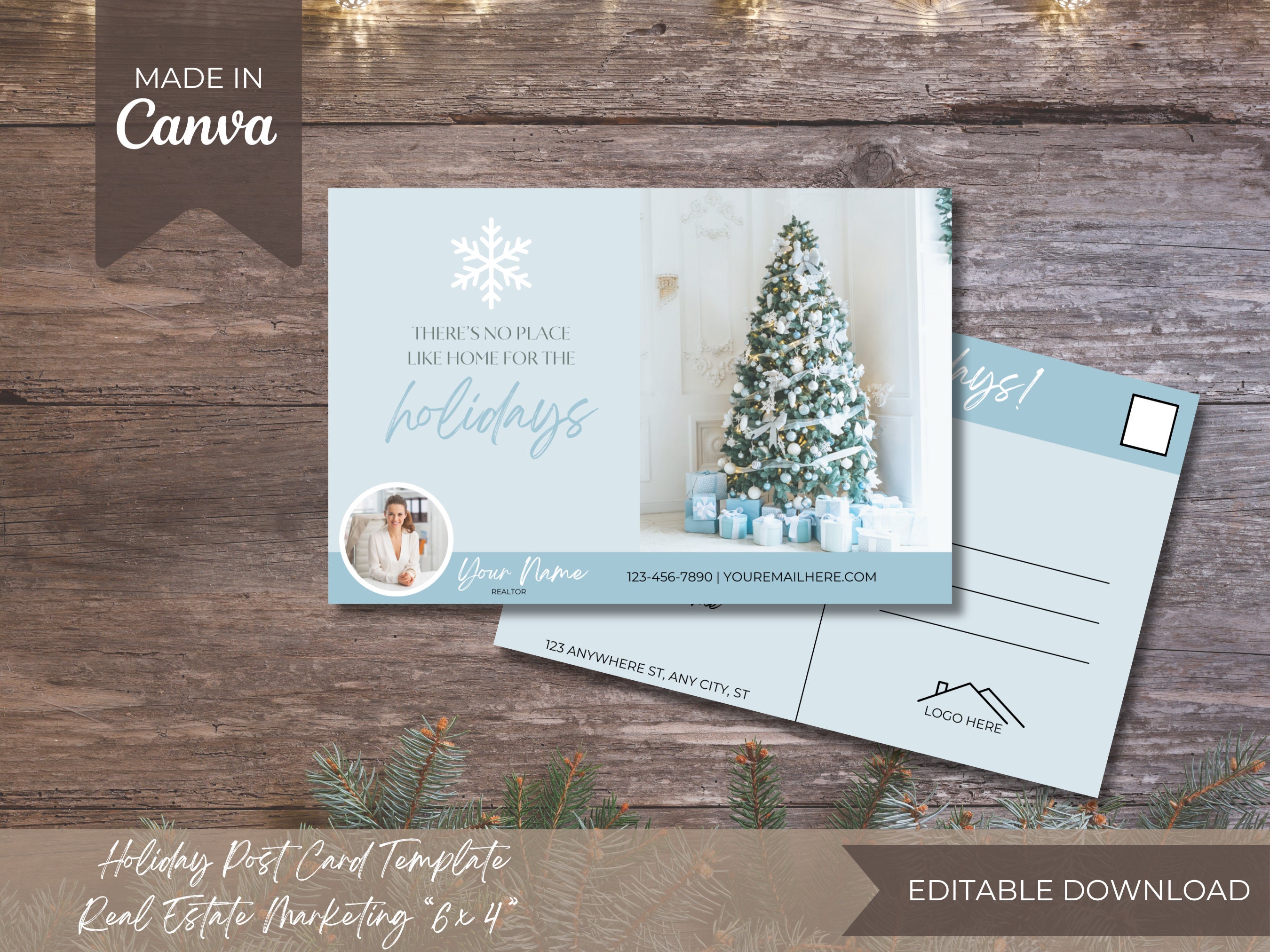 Holiday Client Post Card Template Real Estate Marketing Instant ...