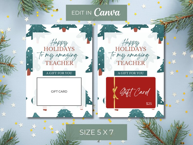 Christmas Gift Card Holder Template for Teacher | Instant Download ...
