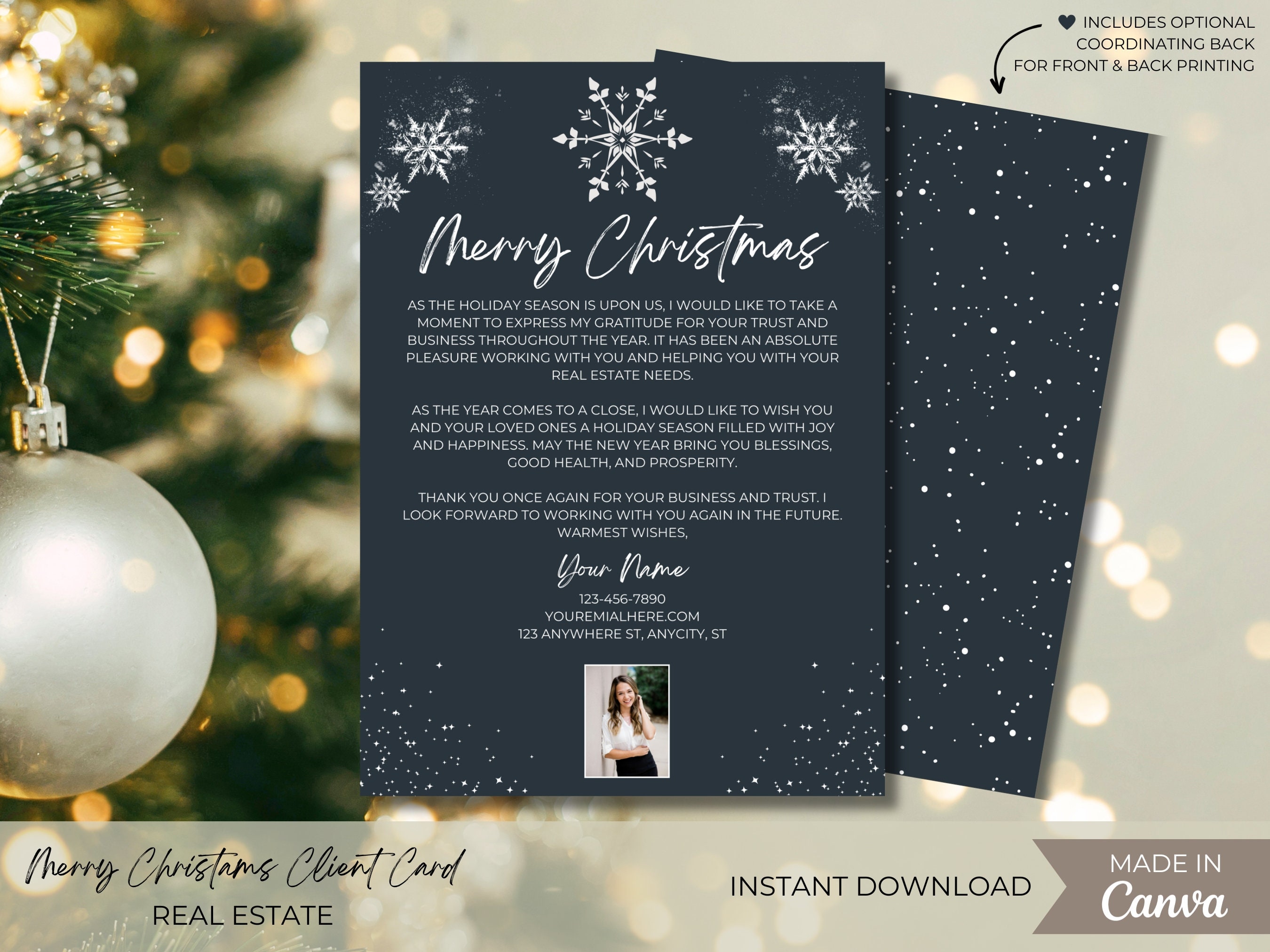 Merry Christmas Real Estate Client Card Template| Real Estate Marketing ...