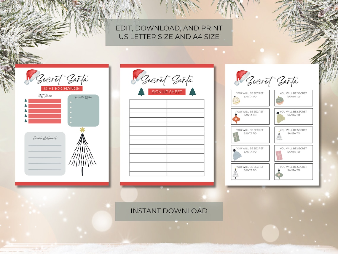 Secret Santa Gift Exchange Template| Secret Santa Gift Exchange ...