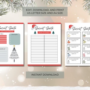 Secret Santa Gift Exchange Template| Secret Santa Gift Exchange ...