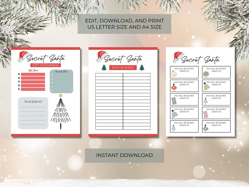 Secret Santa Gift Exchange Template| Secret Santa Gift Exchange ...