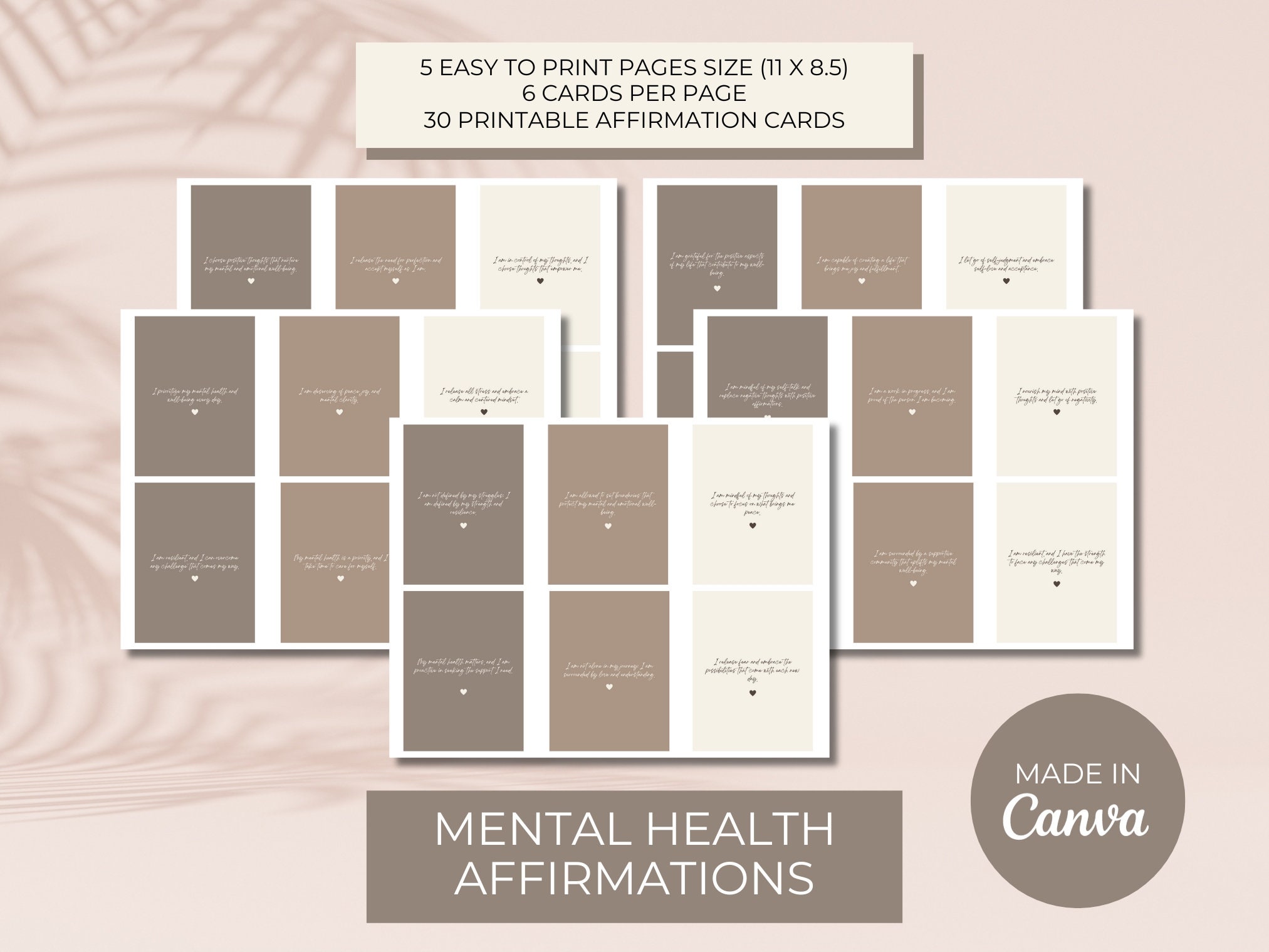 Mental Health Affirmation Cards Printable | Digital Download | Stress ...