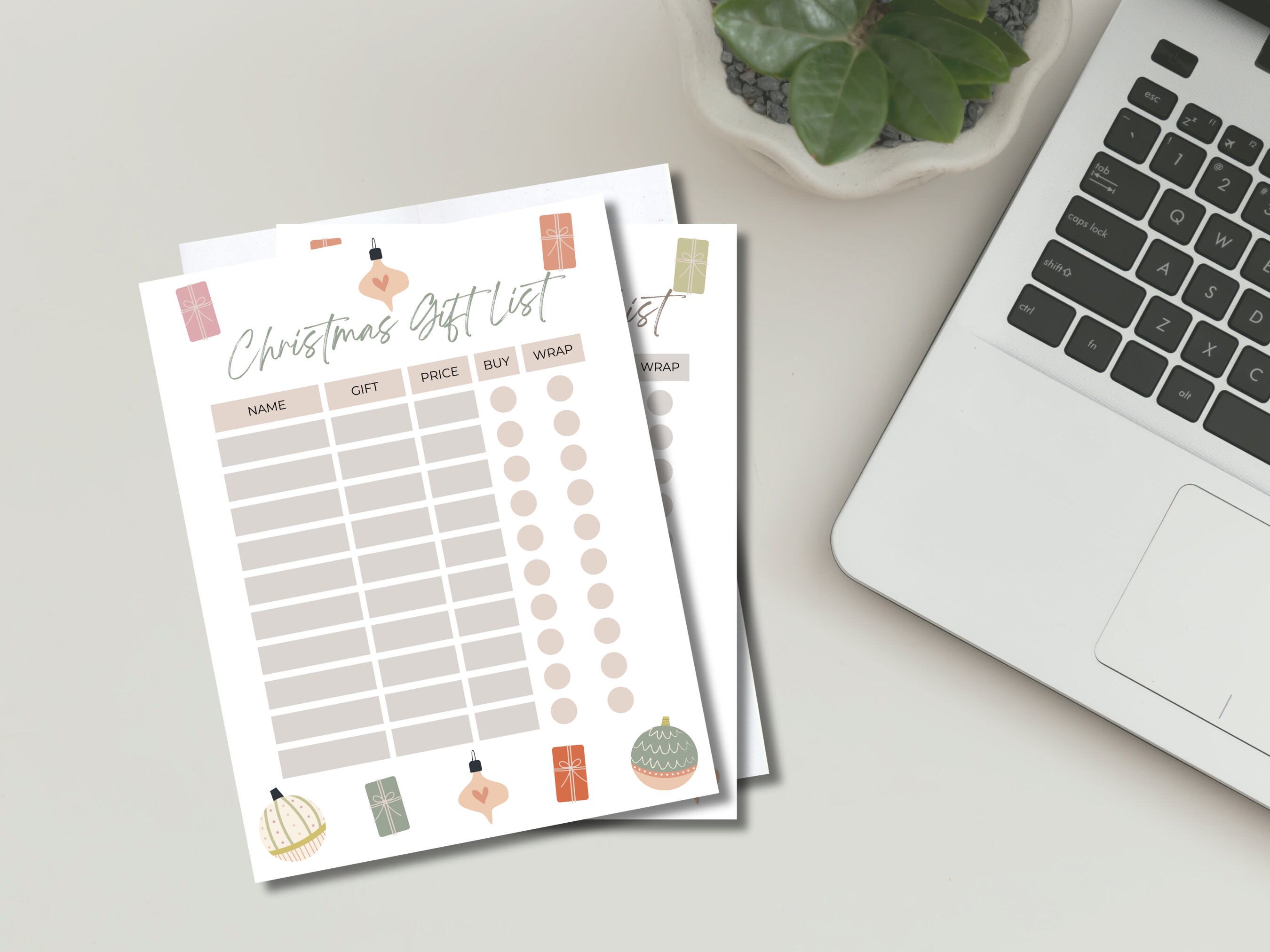 Christmas Gift List Template| Instant Download | Digital Download ...