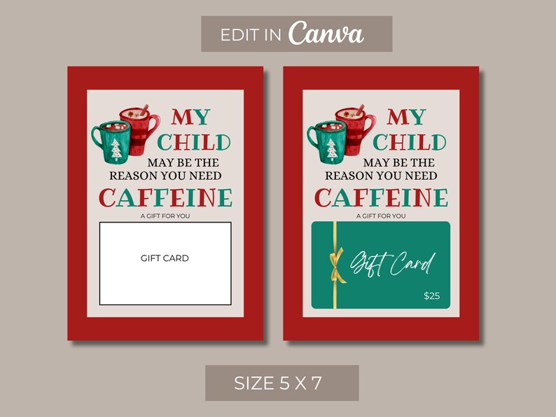 Christmas Gift Card Holder Template for Teacher | Instant Download ...