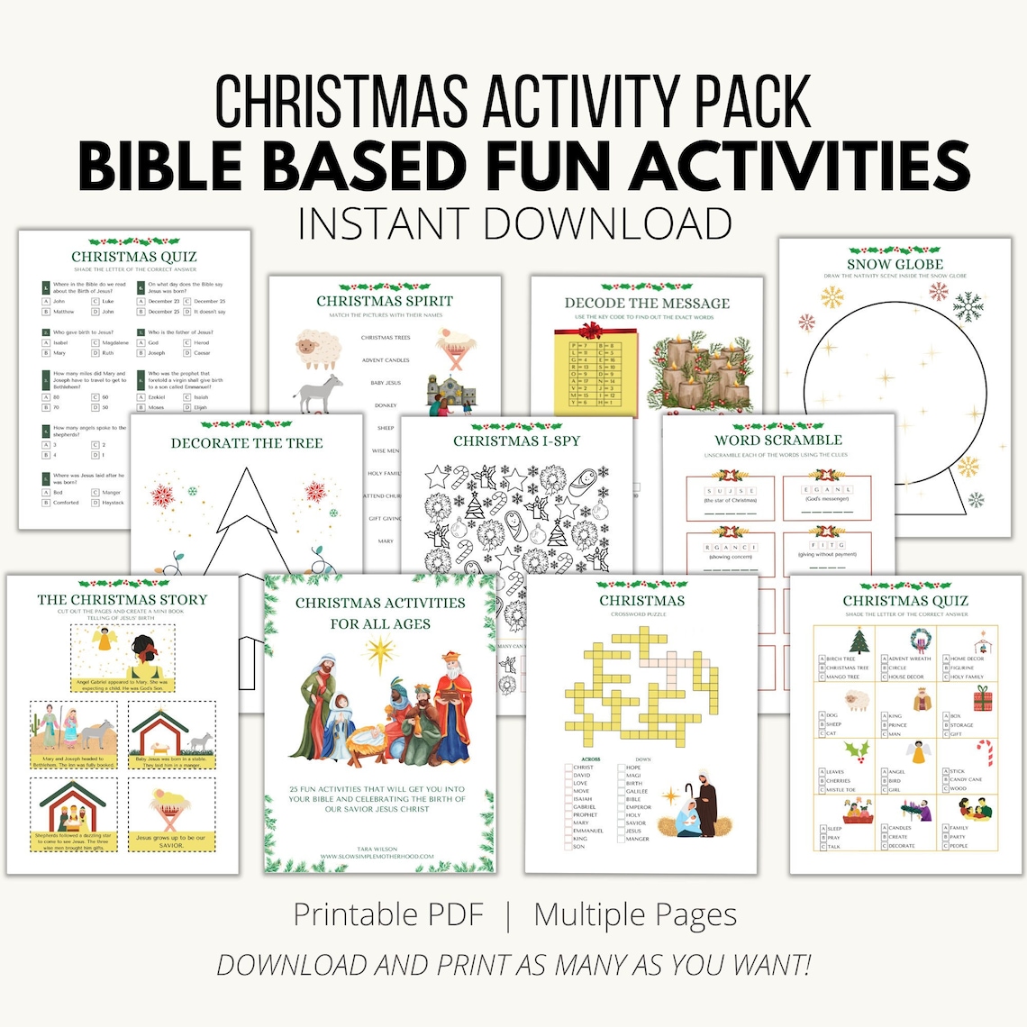 Christian Christmas Activity Pack, Bible Based Christmas Activities ...