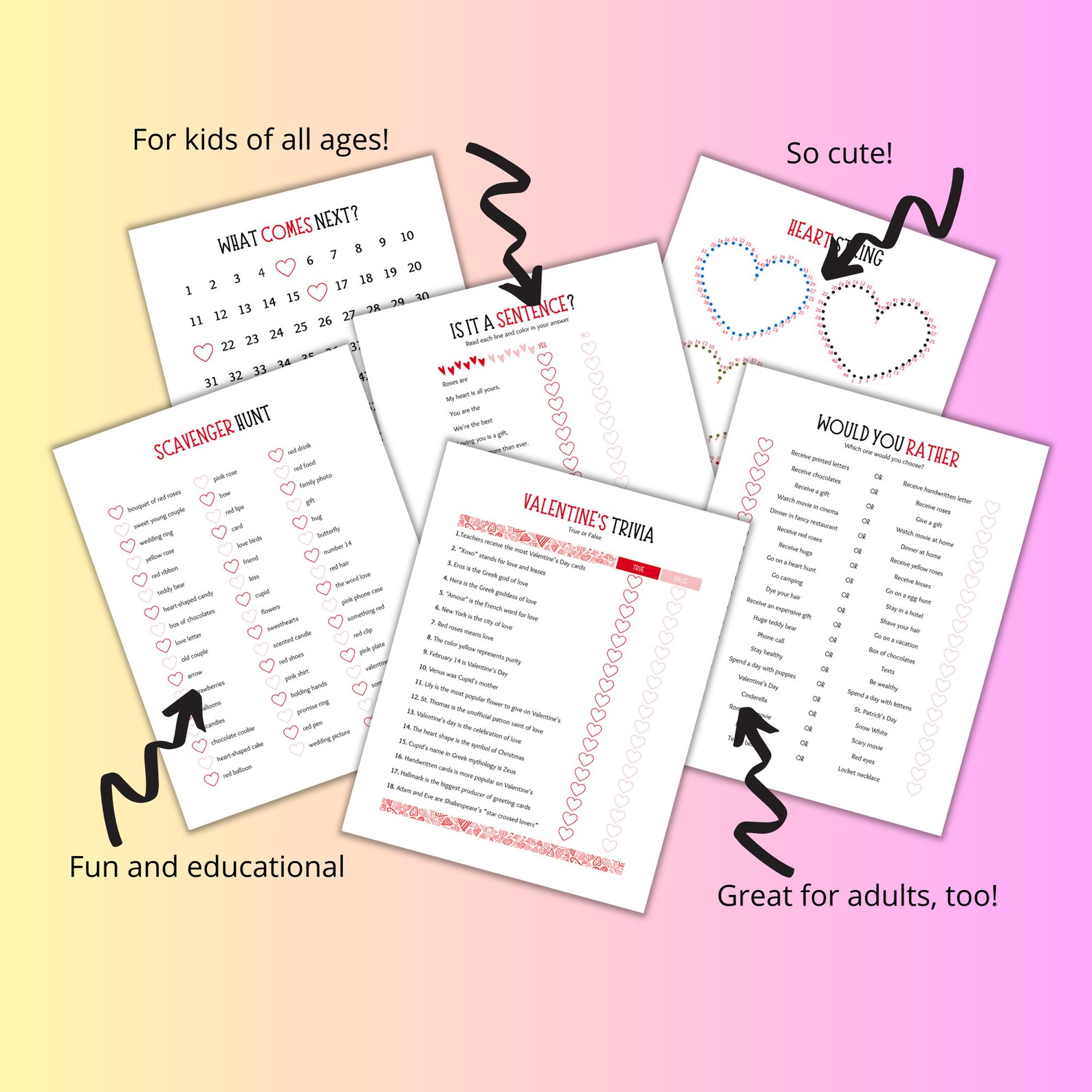 Valentine's Day Activity Packet: 50 Fun Games & Cards (printable) - Etsy