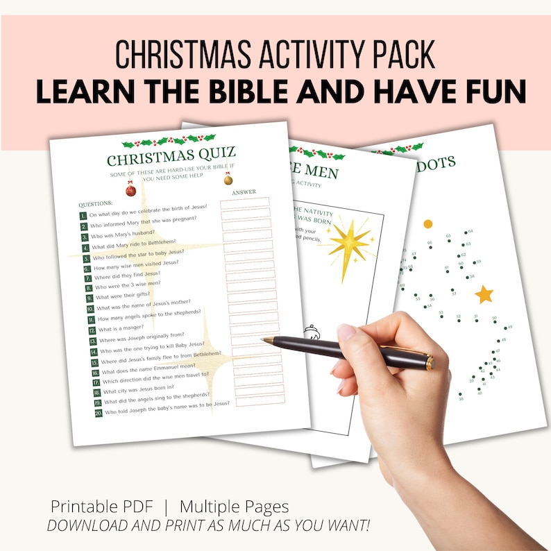 Christian Christmas Activity Pack, Bible Based Christmas Activities ...
