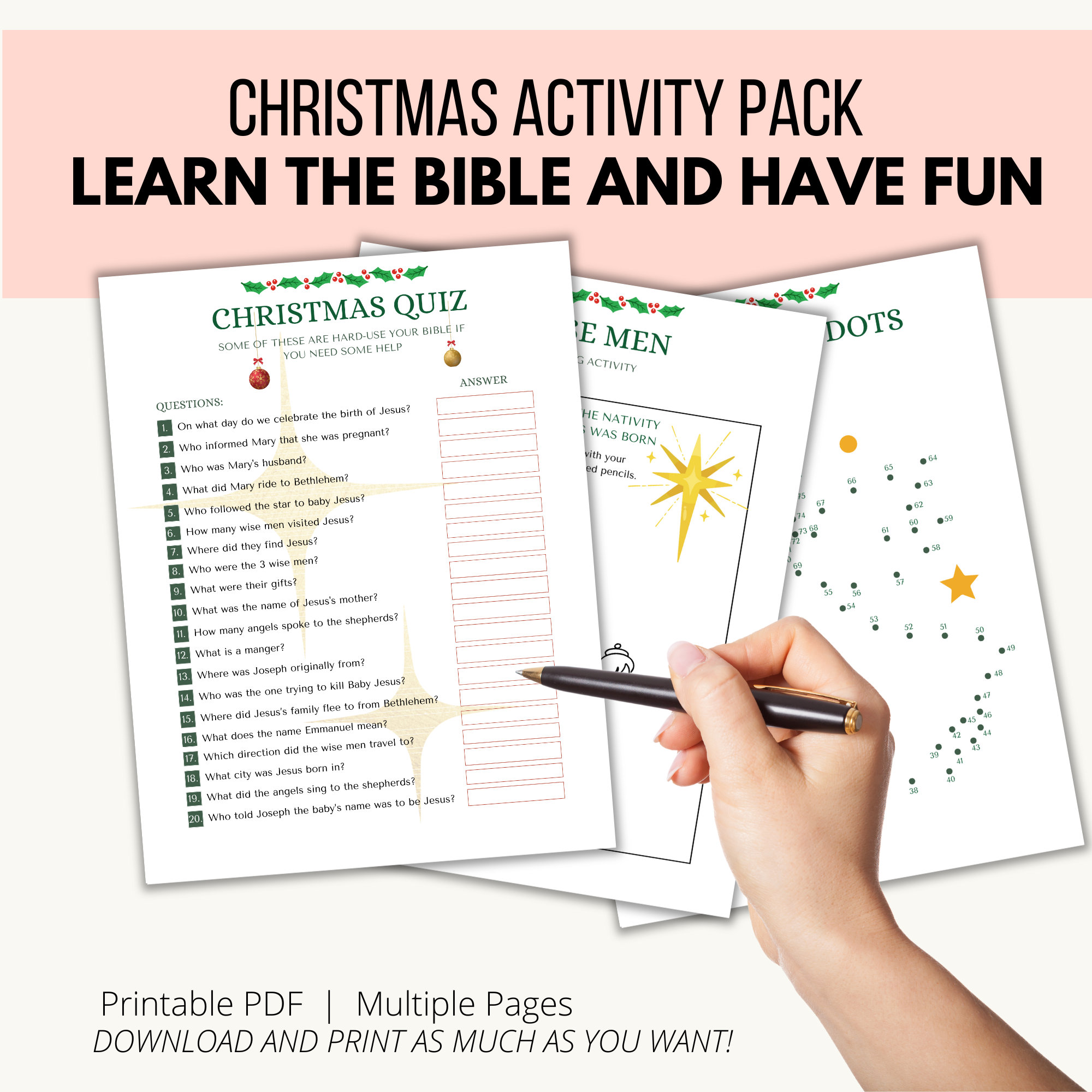 Christian Christmas Activity Pack, Bible Based Christmas Activities ...