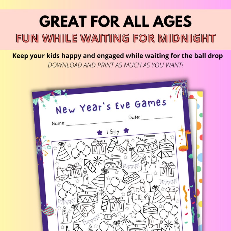 New Year's Eve Activities, Printable New Year's Eve Fun, New Year's for ...