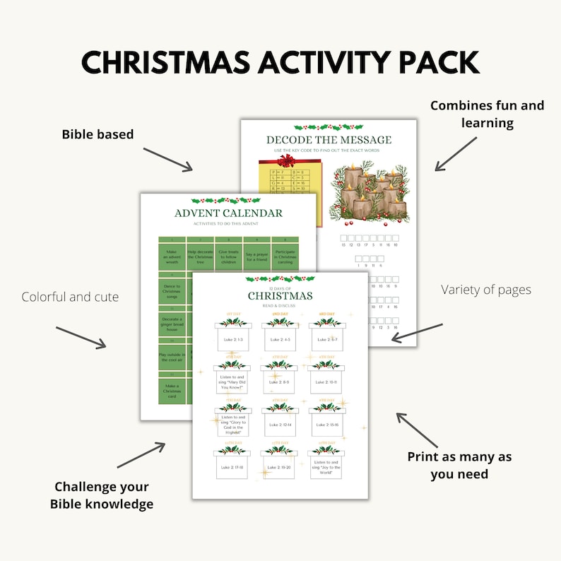 Christian Christmas Activity Pack, Bible Based Christmas Activities ...