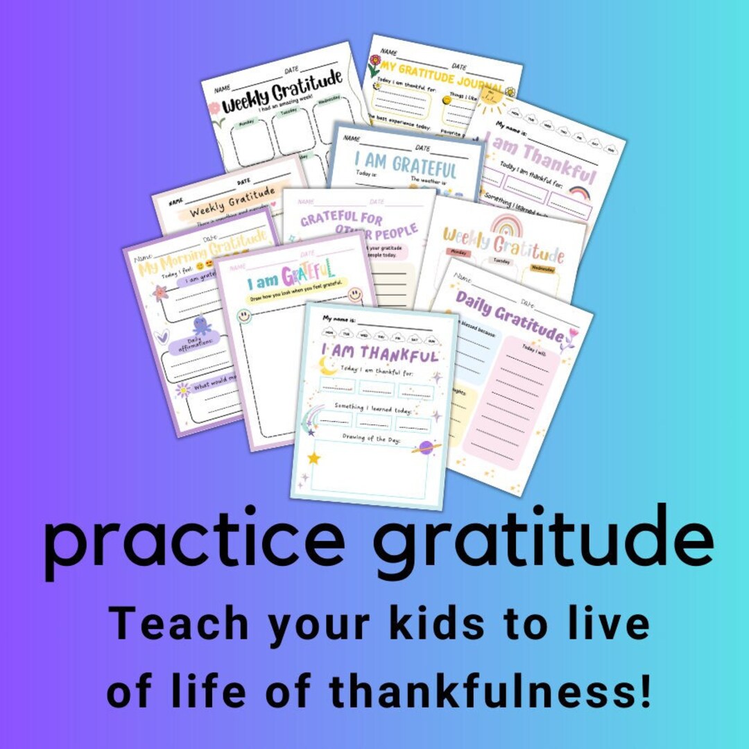 Gratitude Worksheets for Kids: 63 Printable Pages (digital Download) - Etsy