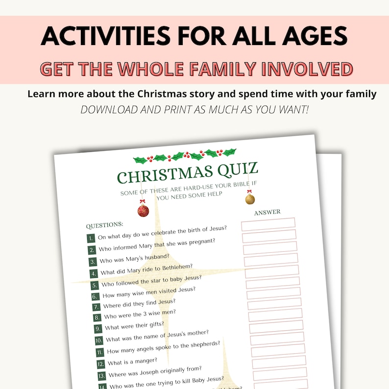 Christian Christmas Activity Pack, Bible Based Christmas Activities ...