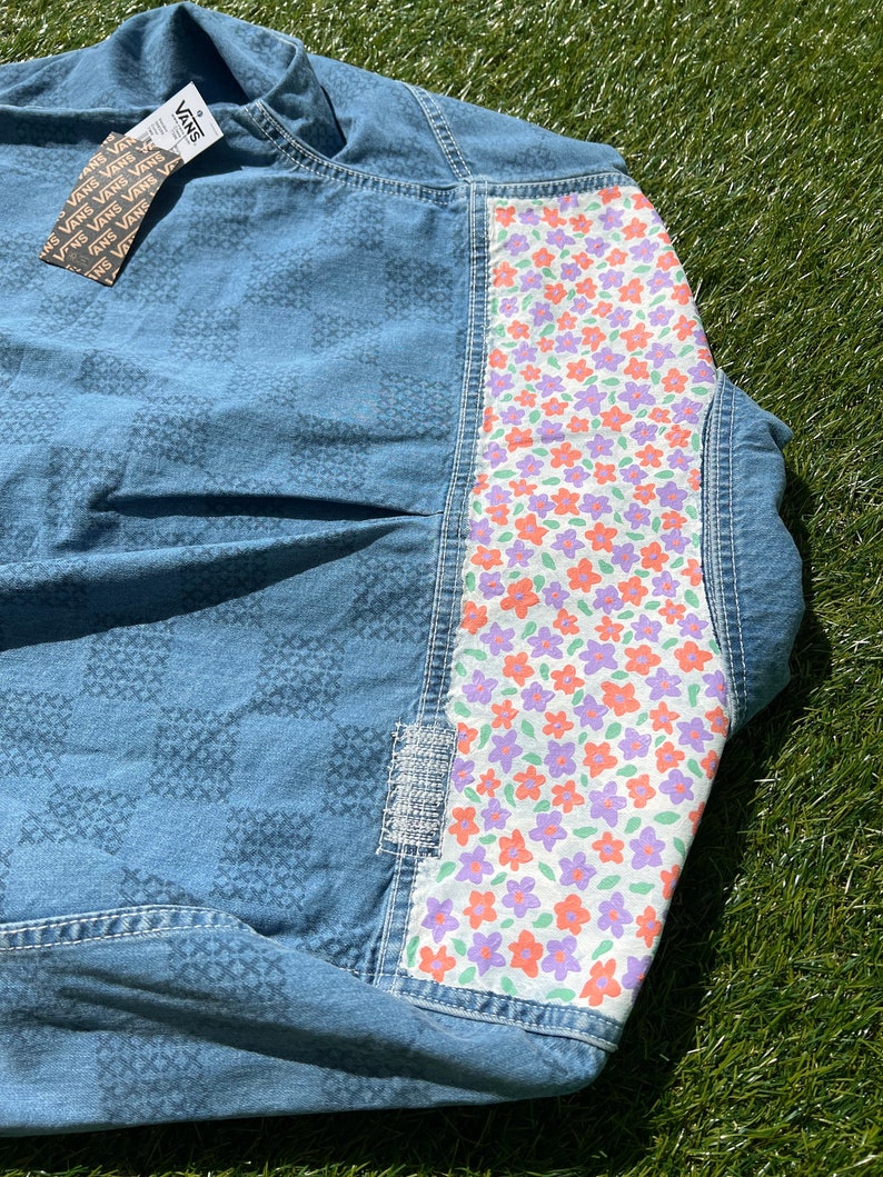 Vans Denim Jacket, Flower Jacket, Colorful Jacket, Spring-themed ...