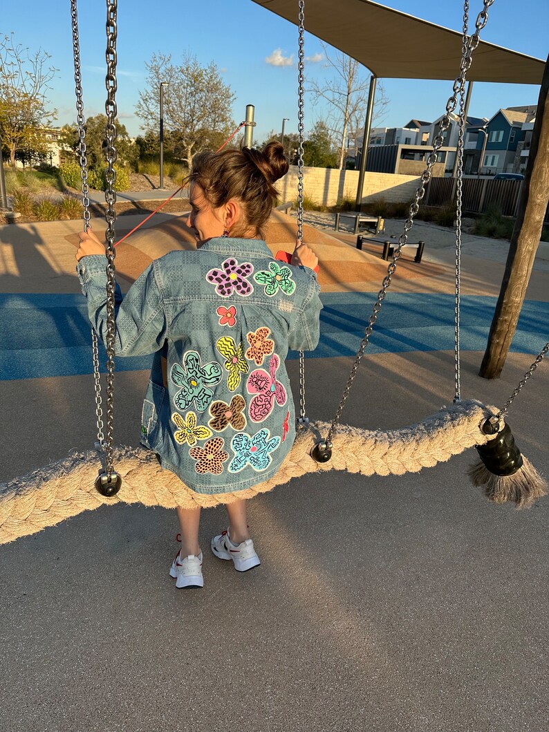 Denim Jacket, Flower Jacket, Keith Haring Inspired, Chess Jacket ...