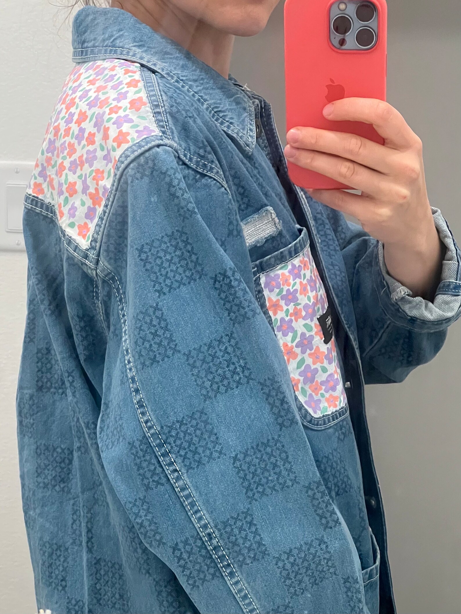 Vans Denim Jacket, Flower Jacket, Colorful Jacket, Spring-themed ...