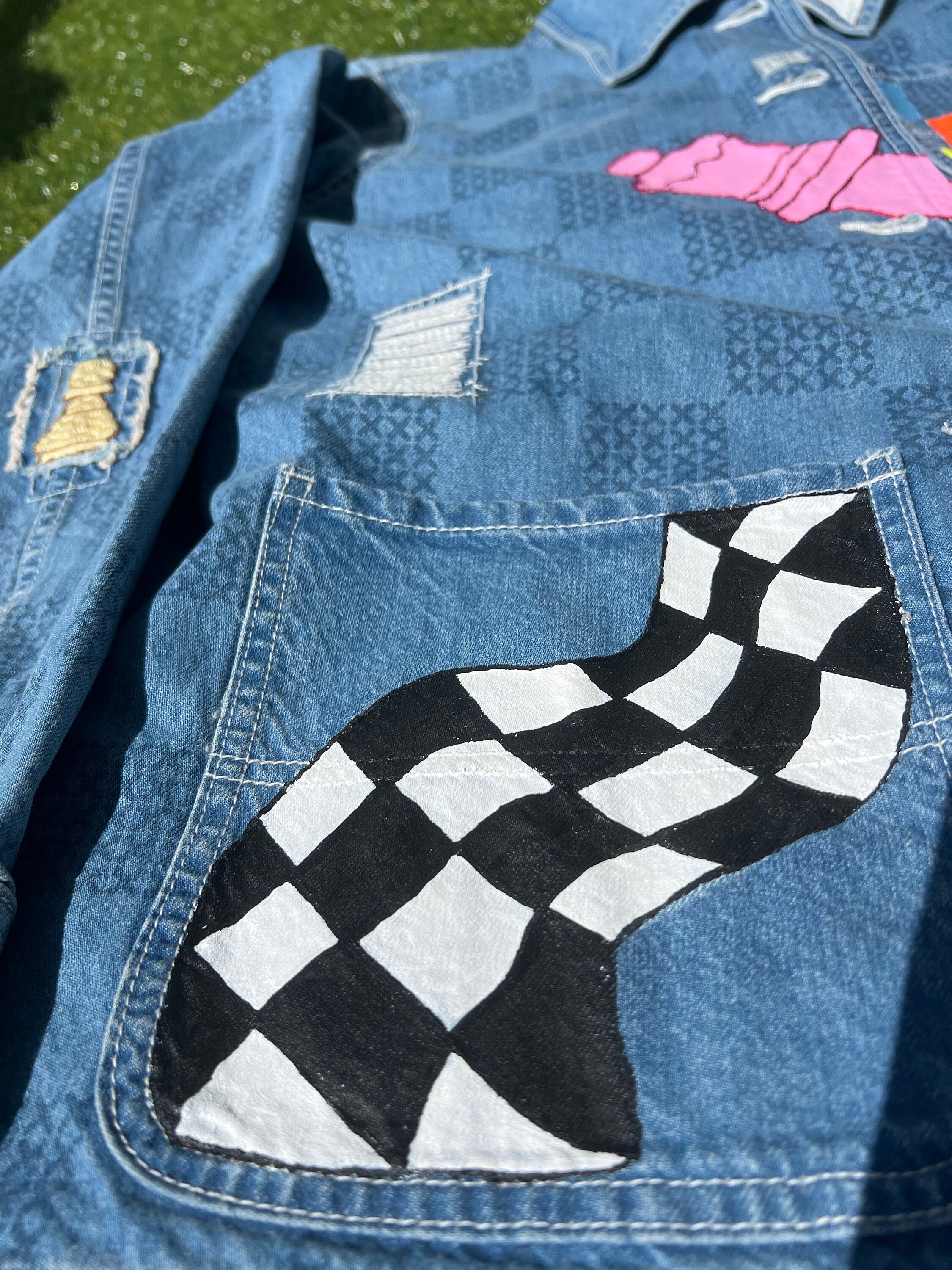 Denim Jacket, Chess Jacket, Customized Denim Jacket, Handpainted ...