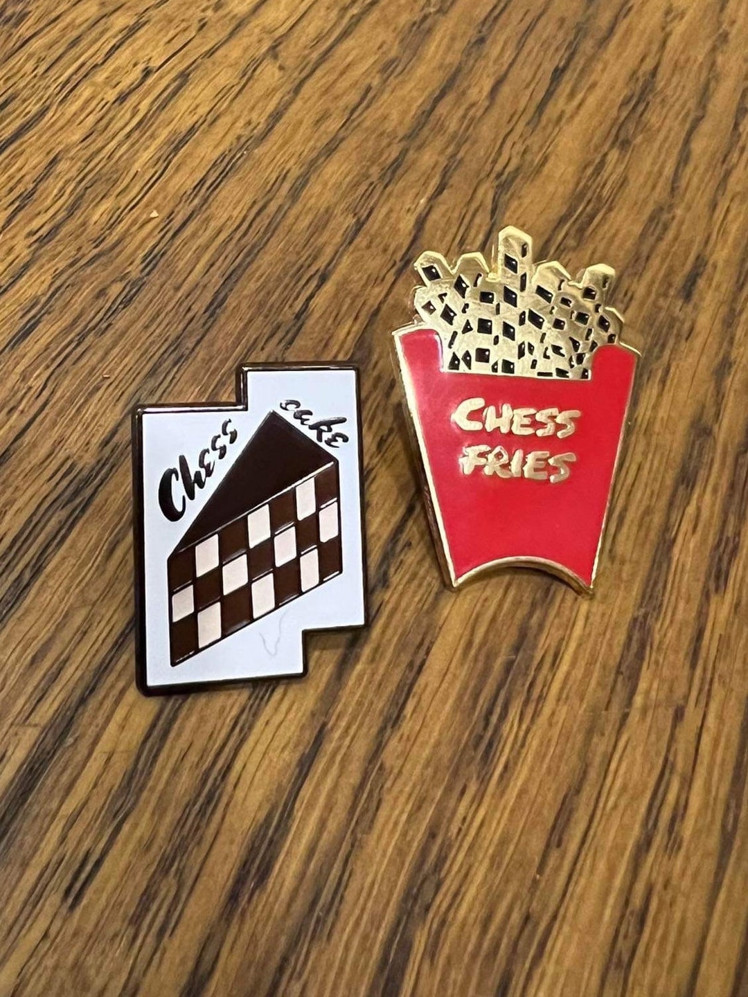 Chess Pins, Set of 2, Food Pins, Chess Fries, Chess Cake, Fast Food ...