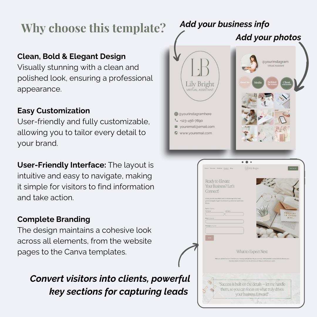 Squarespace Website Template | Virtual Assistant | Marketing Agency ...