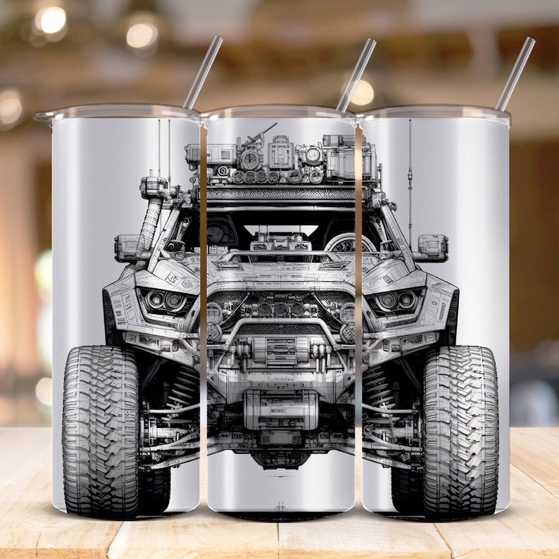 Offroad Car Blueprint Design 20oz Skinny Tumbler Sublimation Design, Straight Tapered Tumbler ...